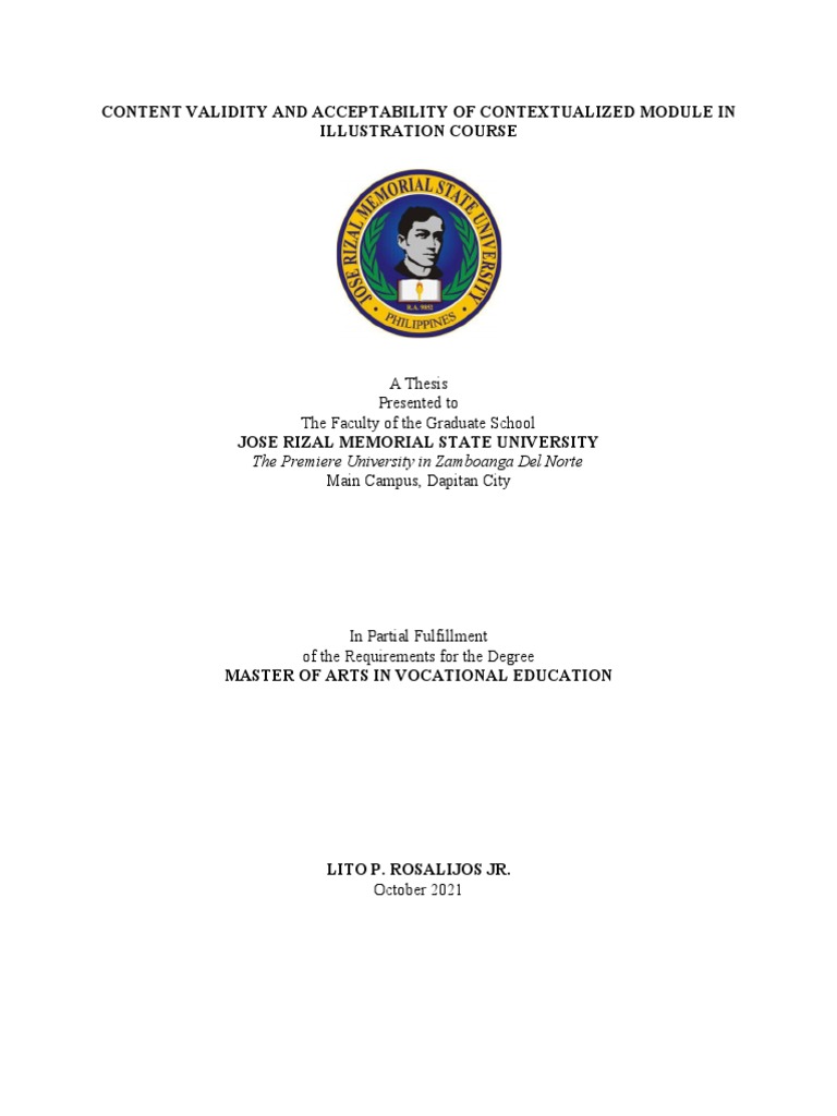 Content Validity and Acceptability of Contextualized Module in Illustration Course | PDF ...