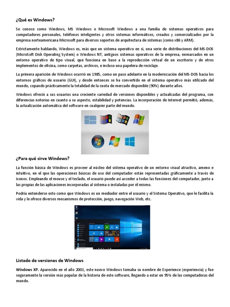 Qué Es Windows, para Que Sirve Windows, Ultimas Versiones de Windows ...