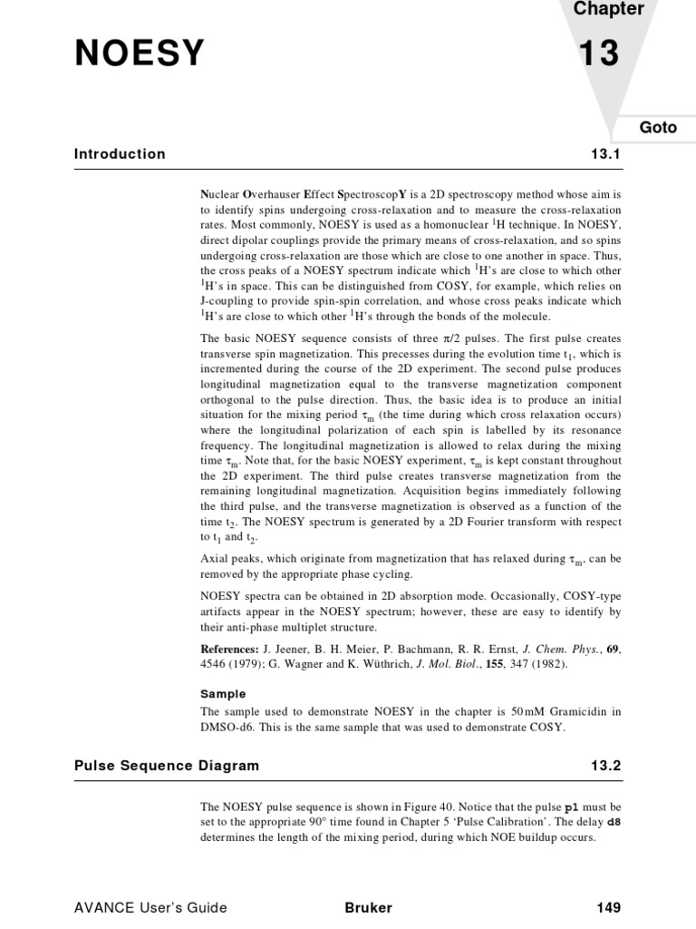 Noesy | PDF | Two Dimensional Nuclear Magnetic Resonance Spectroscopy ...