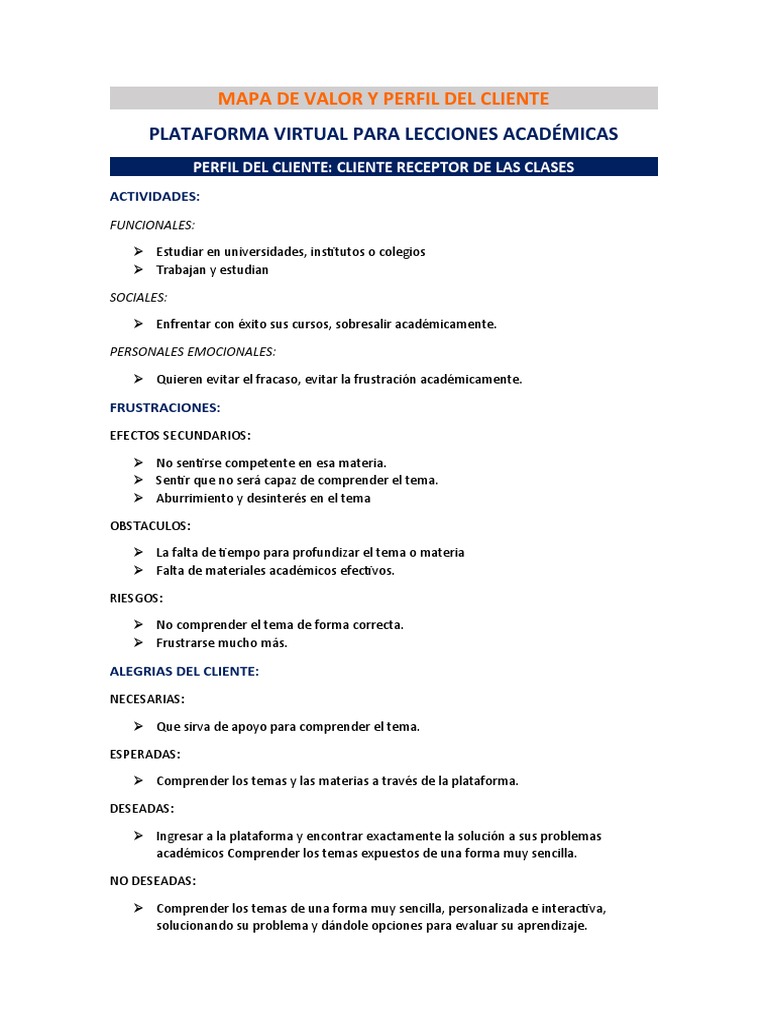 Mapa de Valor y Perfil Del Cliente | PDF | Cognición