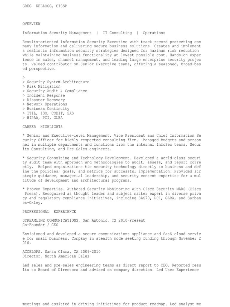 CISO or CSO or CTO or Director Security | Information Security ...