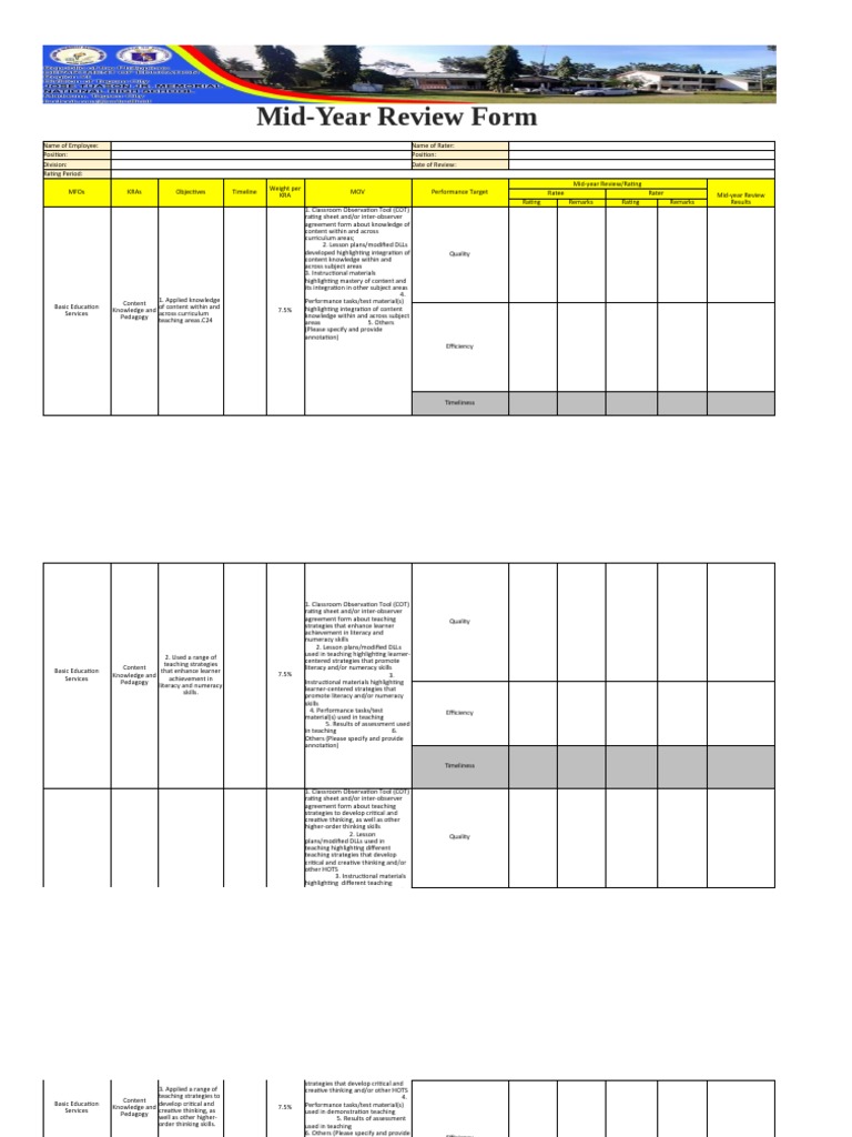 Mid Year Review Form | PDF | Educational Assessment | Curriculum