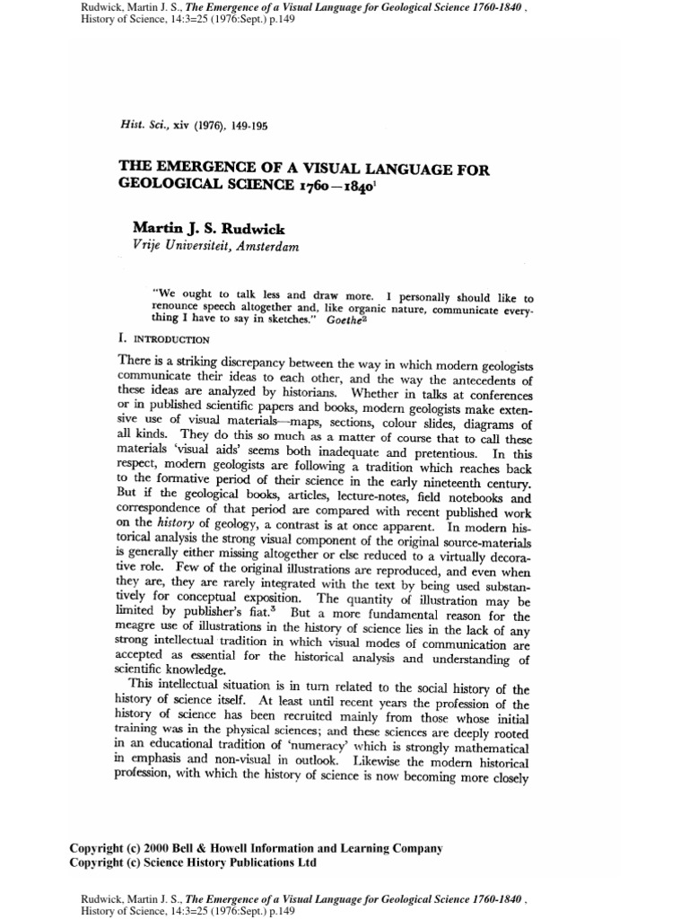 Rudwick EmergenceofVisualLanguageforGeologicalScience | PDF