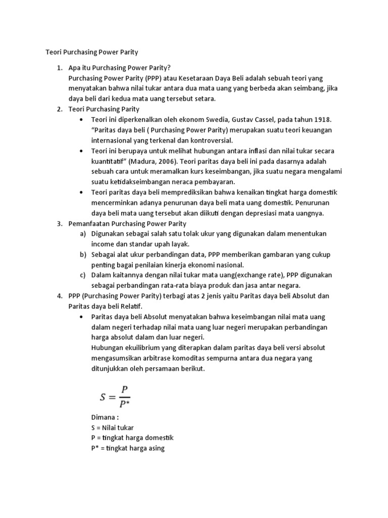 Teori Purchasing Power Parity | PDF