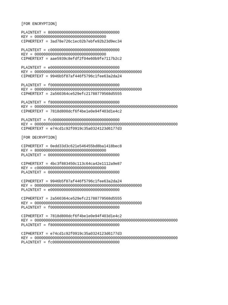 Test Vectors EN | PDF