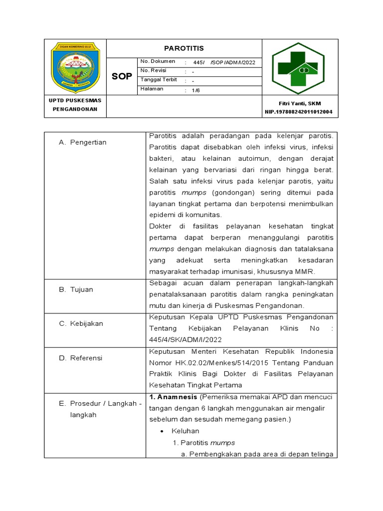 Sop Parotitis | PDF