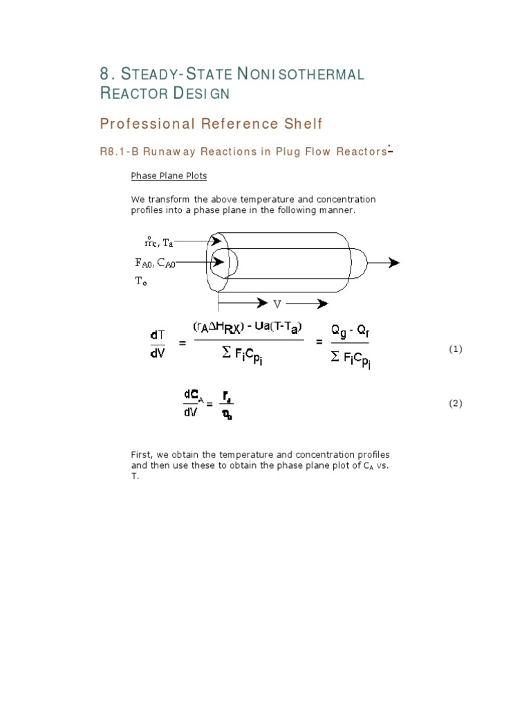 Runaway Reactions in Plug Flow Reactors | PDF | Trajectory | Heat