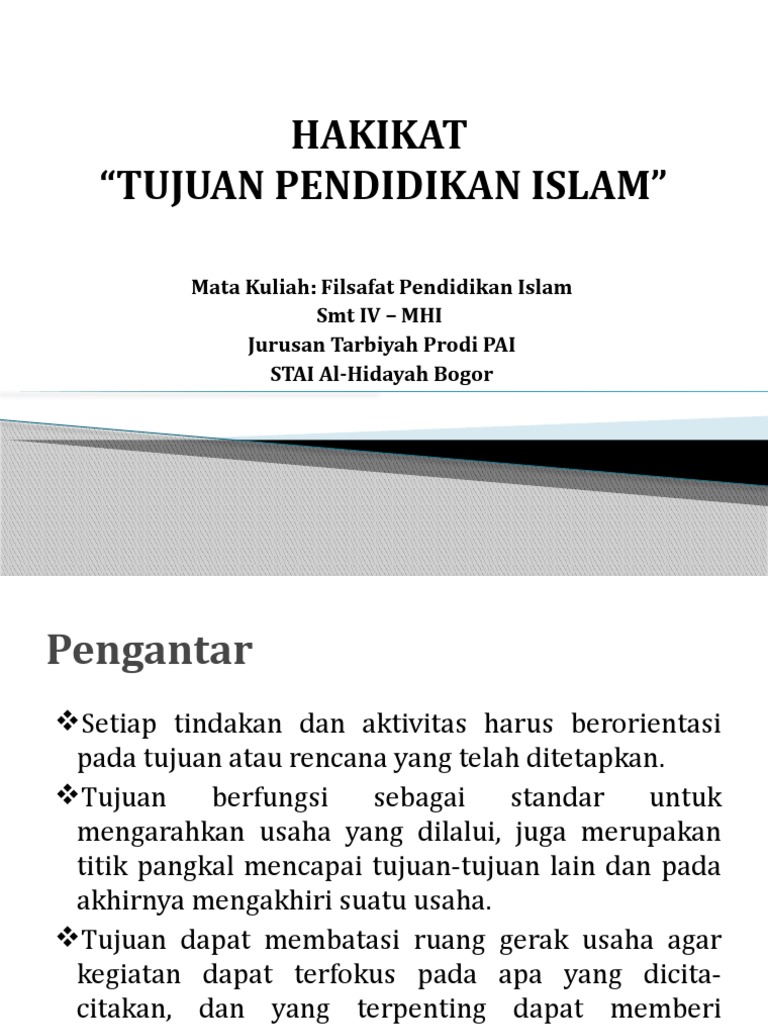 Hakikat Tujuan Pendidikan Islam | PDF | Karier & Perkembangan