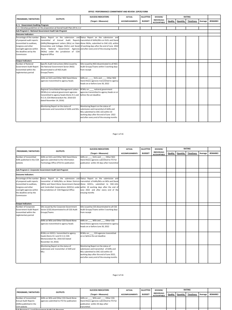 Final Pro-Forma Opcr 3-3-22 | PDF | Audit | Appeal