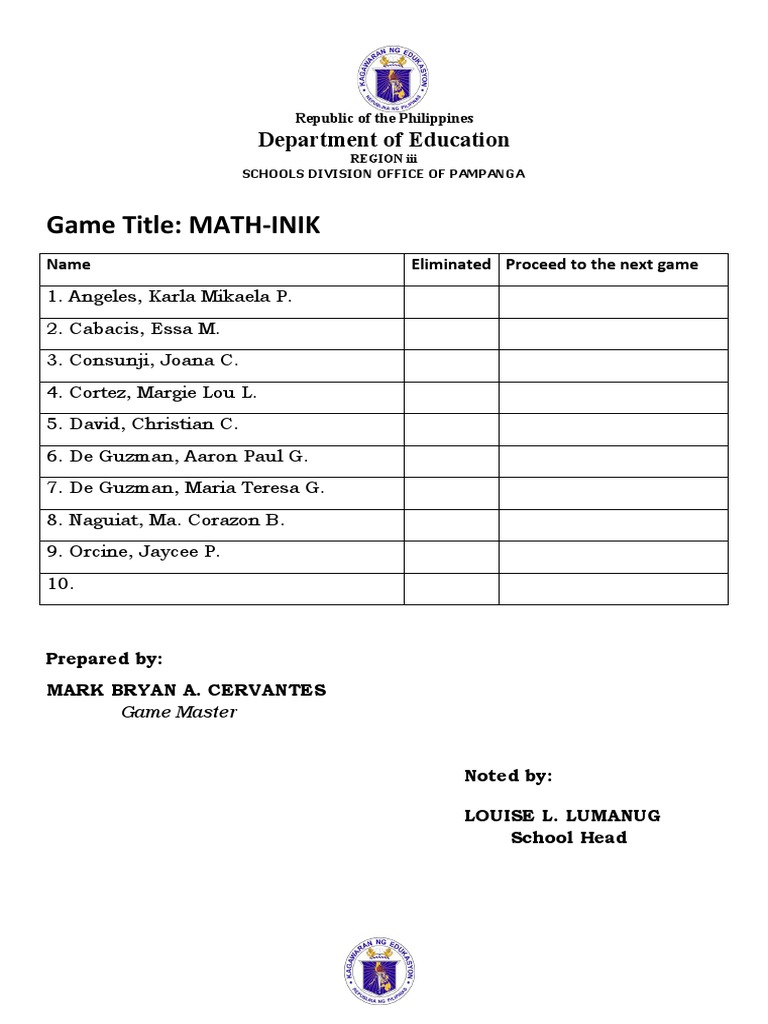 Pampanga Student Math Competitions | PDF