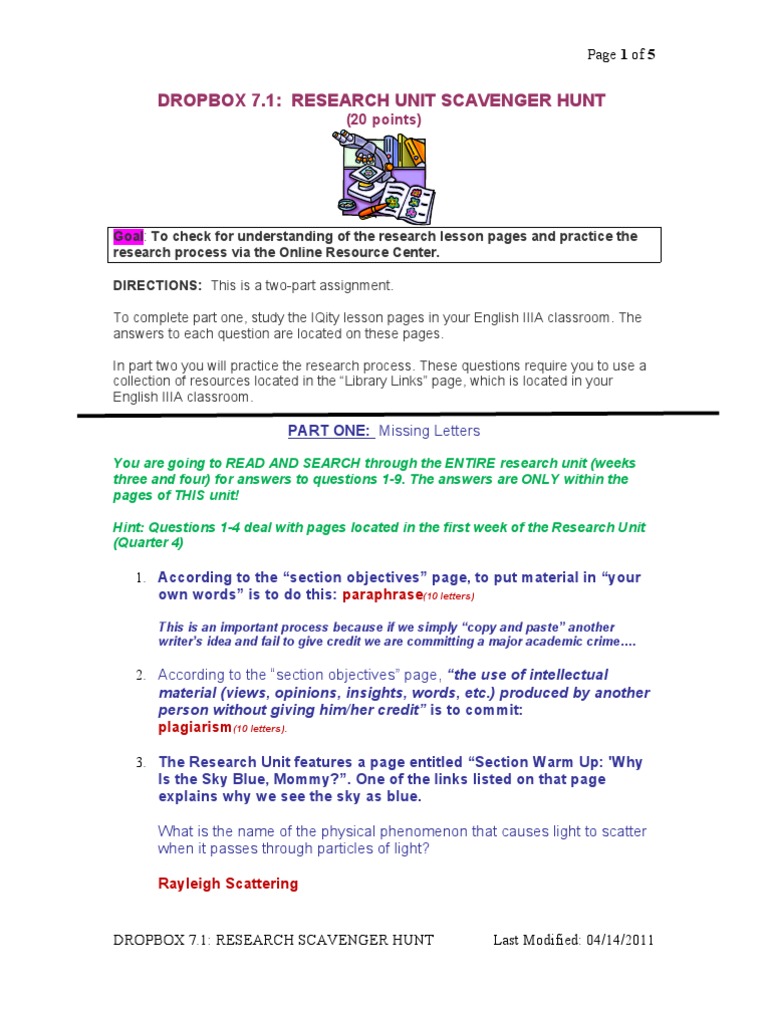 Dropbox 7.1 - Research Scavenger Hunt (041411) (1) Done | PDF | Franz ...