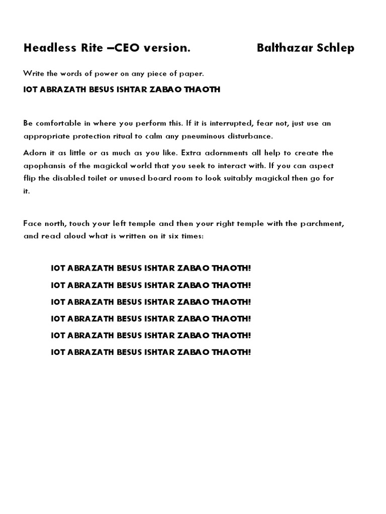 Headless Ritual CEO Guide | PDF | Religious Belief And Doctrine