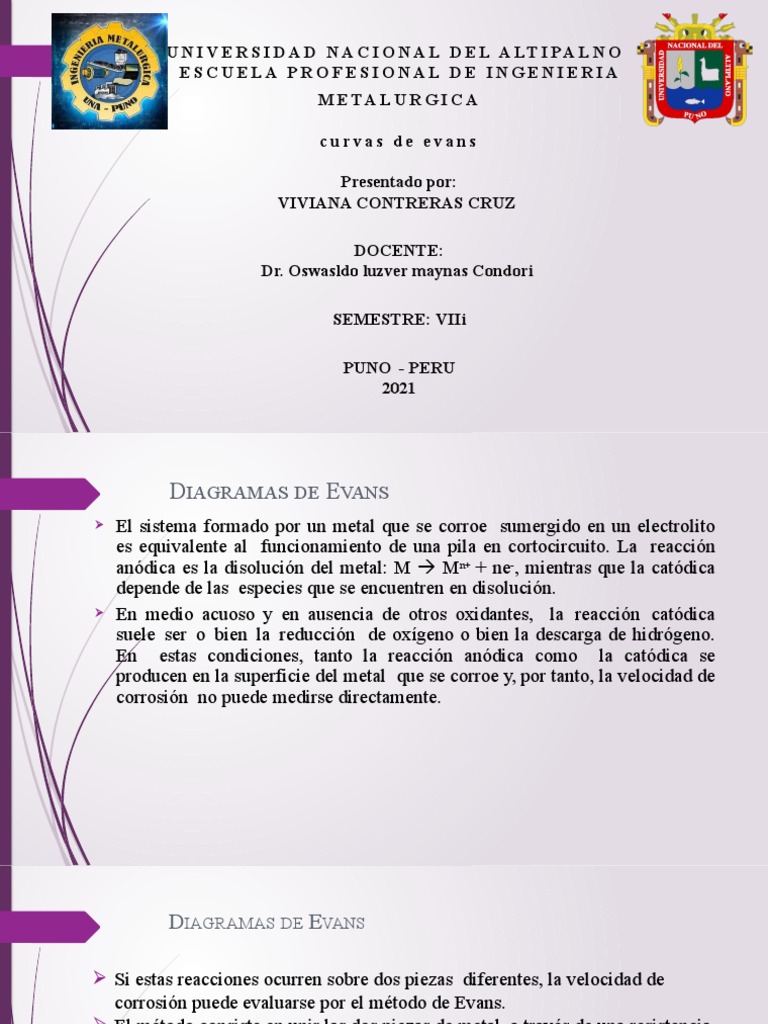 Diagramas de Evans en Corrosión Metálica | PDF | Métodos y materiales ...