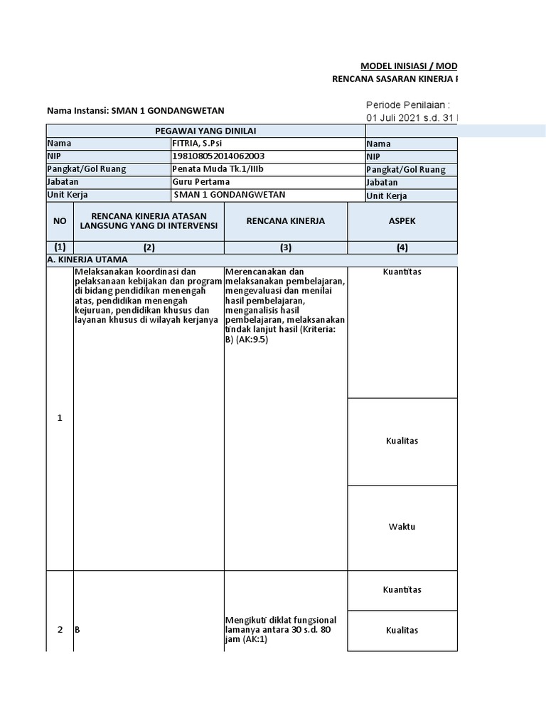 2 - Simulasi Penyusunan SKP JAJF Final - SMAGonta | PDF