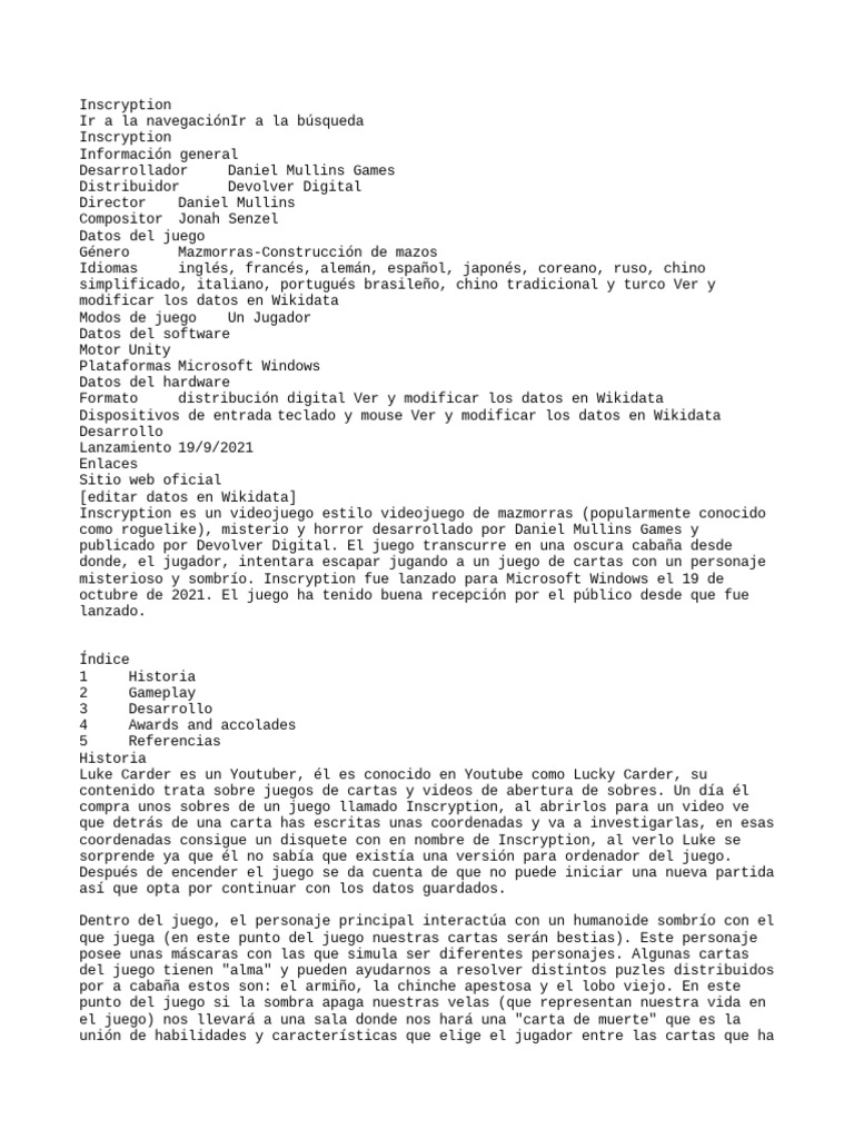 Inscryption | PDF | Wikipedia