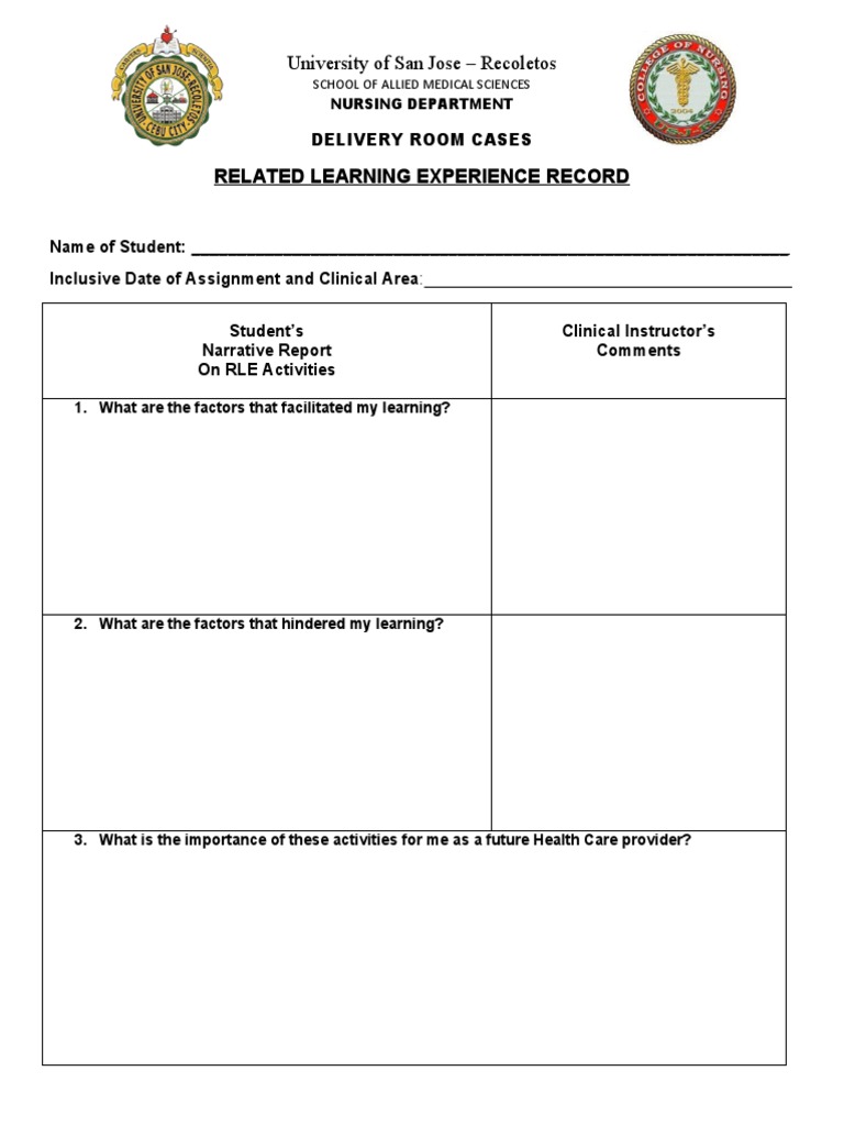 Related Learning Experience Record: University of San Jose - Recoletos ...