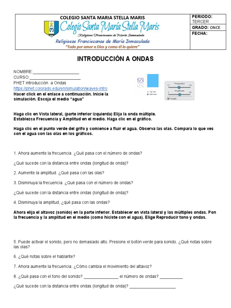 PHET Waves Intro (Español) | PDF | Olas | Frecuencia PHET Waves Intro (Español) | PDF | Olas | Frecuencia