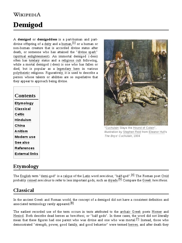 Demigod: Etymology Classical Celtic Hinduism China Anitism Modern Use ...