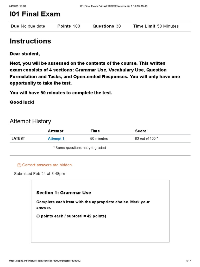 Final Exam I1 | PDF | Test (Assessment)