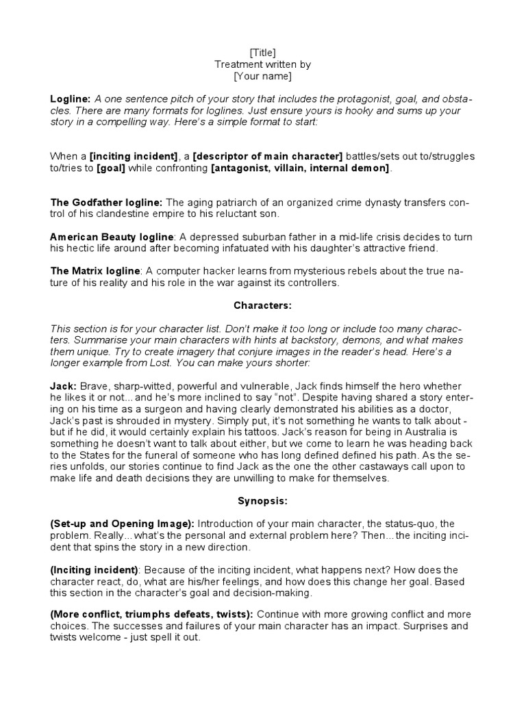 Film TV Treatment Template | PDF
