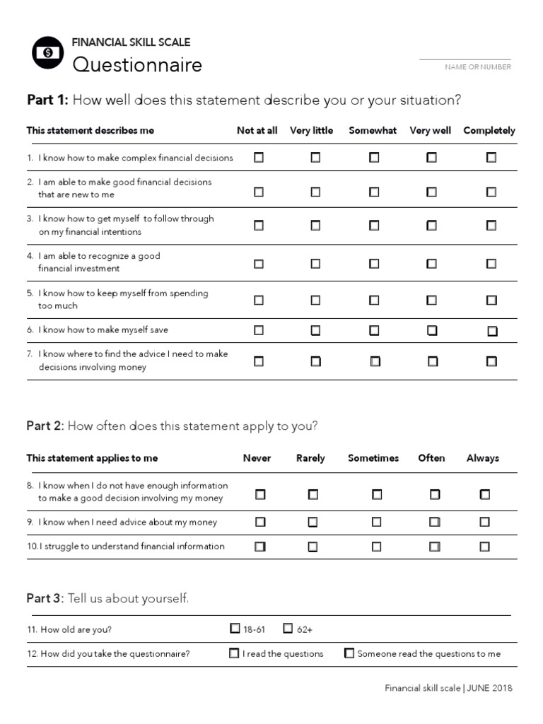 BCFP Financial Well Being Financial Skill Scale | PDF | Questionnaire ...