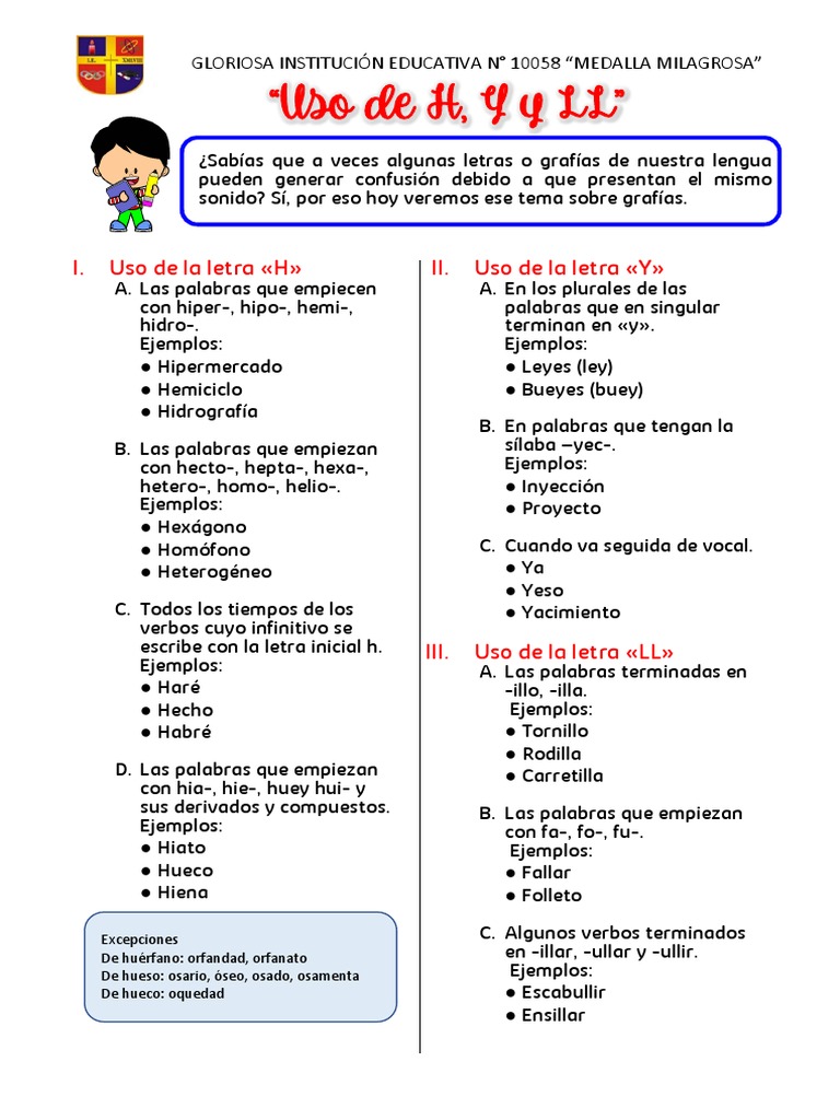 Comunicación - Uso de H, y y LL | PDF | Fonética | Lingüística