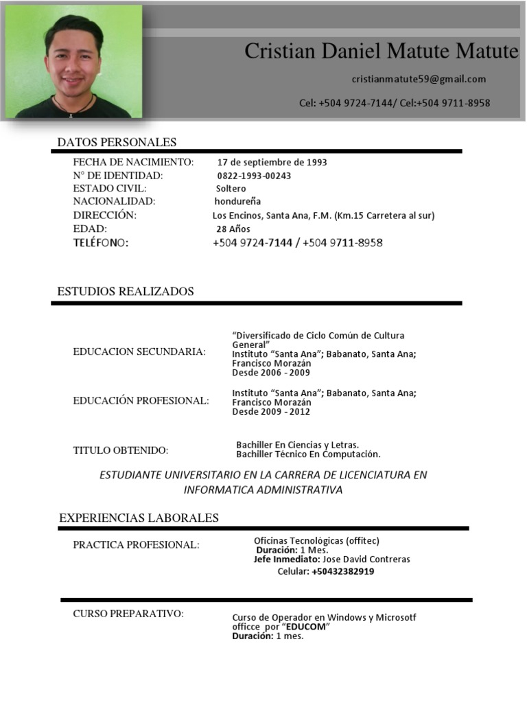 CURRICULUM Cristian | PDF | Honduras | Informática
