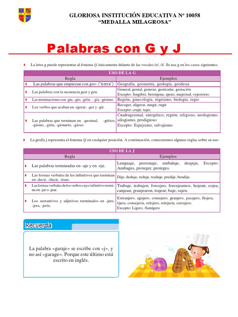 Palabras Con G y J | PDF | Lingüística | Ciencia cognitiva