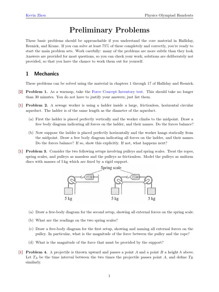 Preliminary Problems: 1 Mechanics | PDF | Gases | Orbit