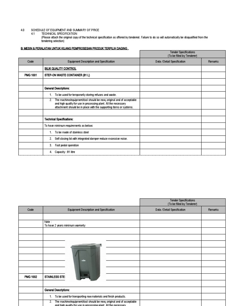 Contoh Jadual Spec | PDF | Specification (Technical Standard ...