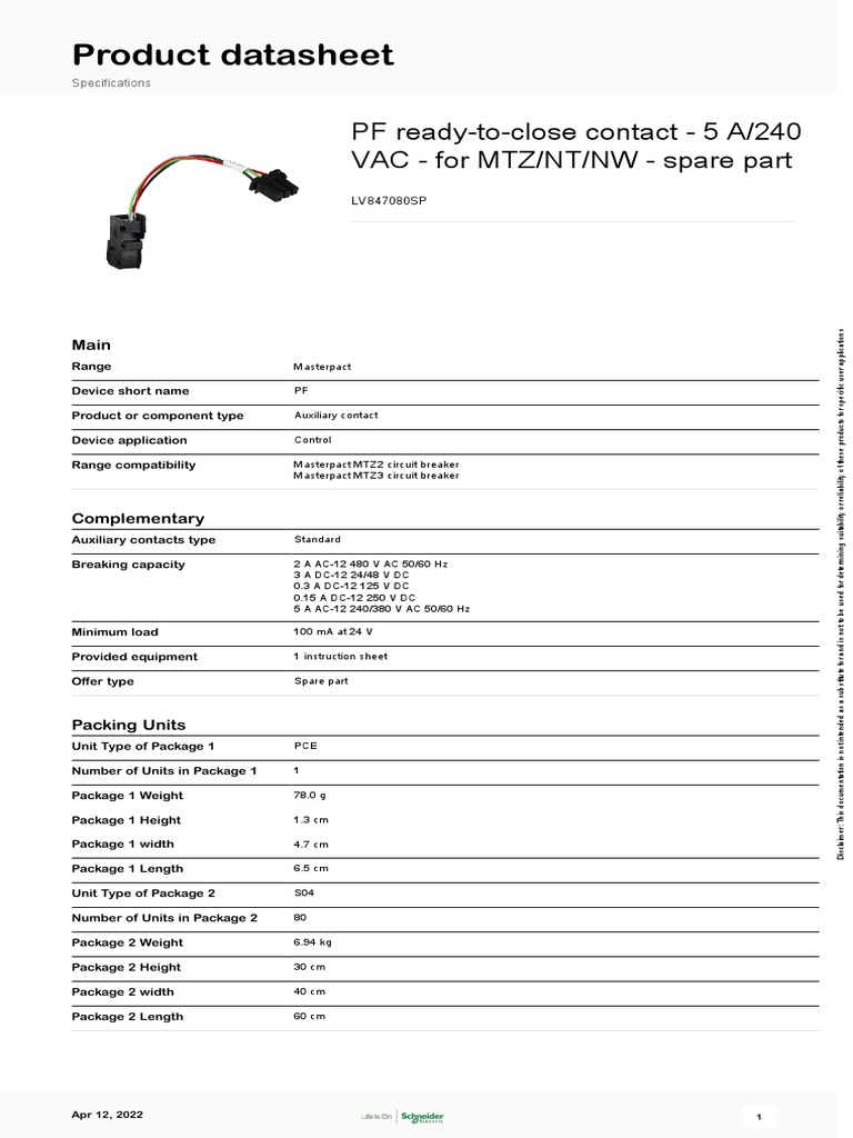 MasterPact MTZ - LV847080SP | PDF