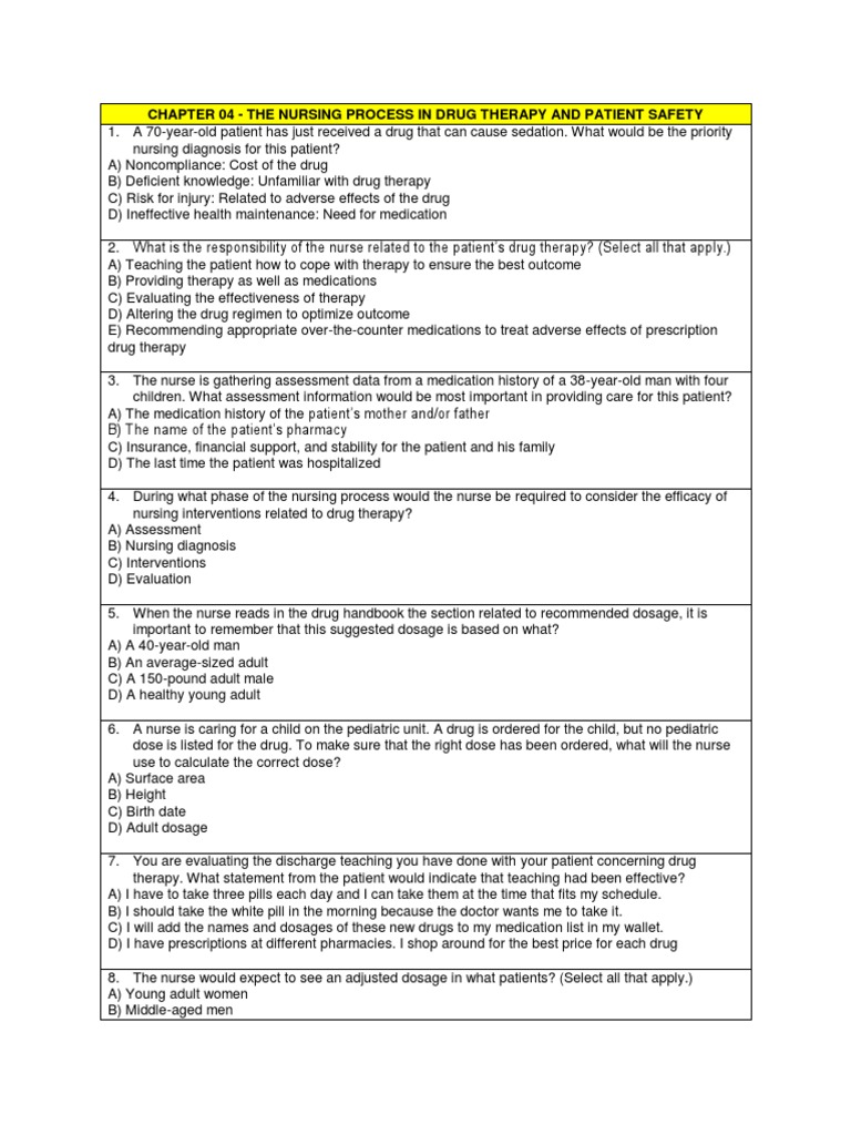 CHAPTER 04 Pharmacology Test Bank | PDF | Chemistry | Dose (Biochemistry)