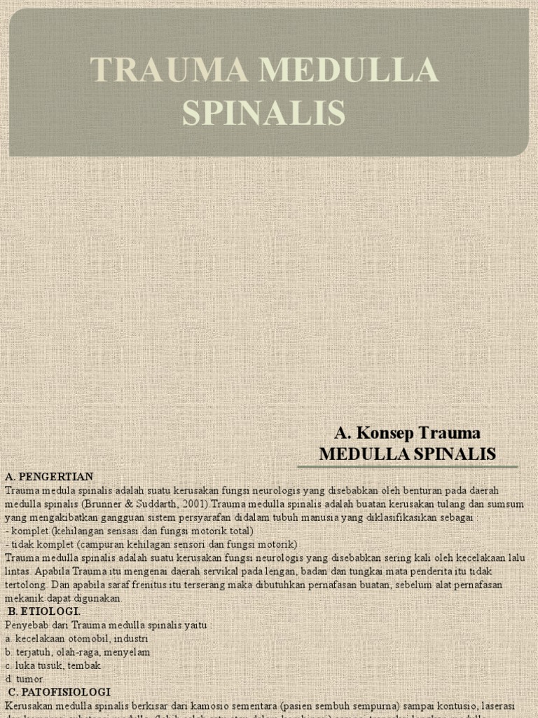 TRAUMA Medula Spinalis | PDF