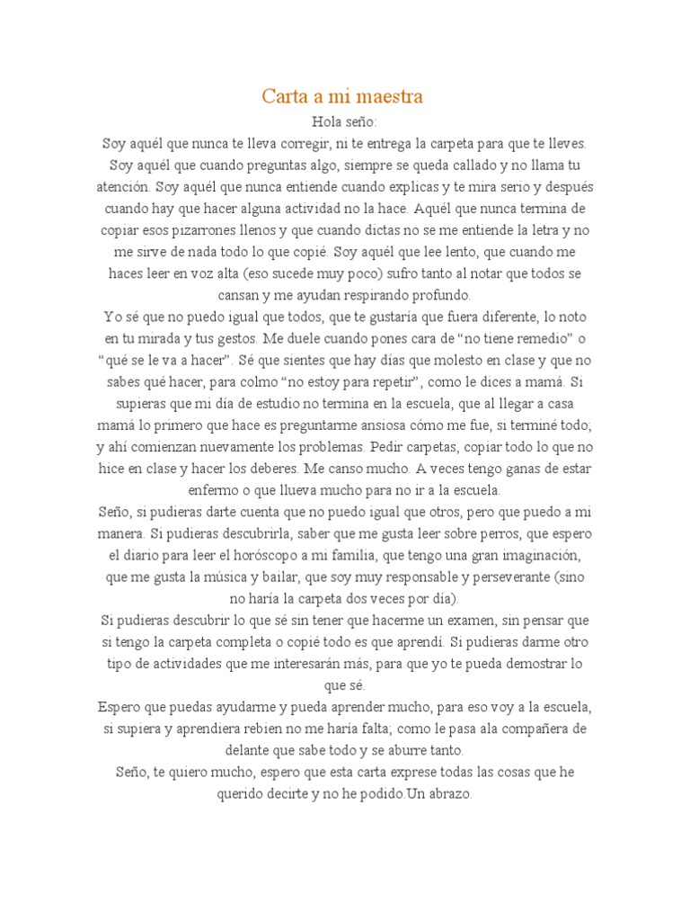 Carta A Mi Maestra | PDF | Ocio