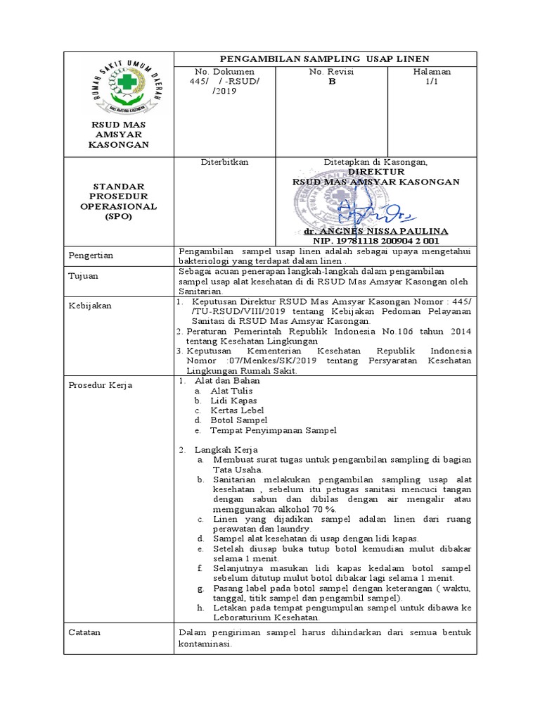 Sop Usap Linen | PDF