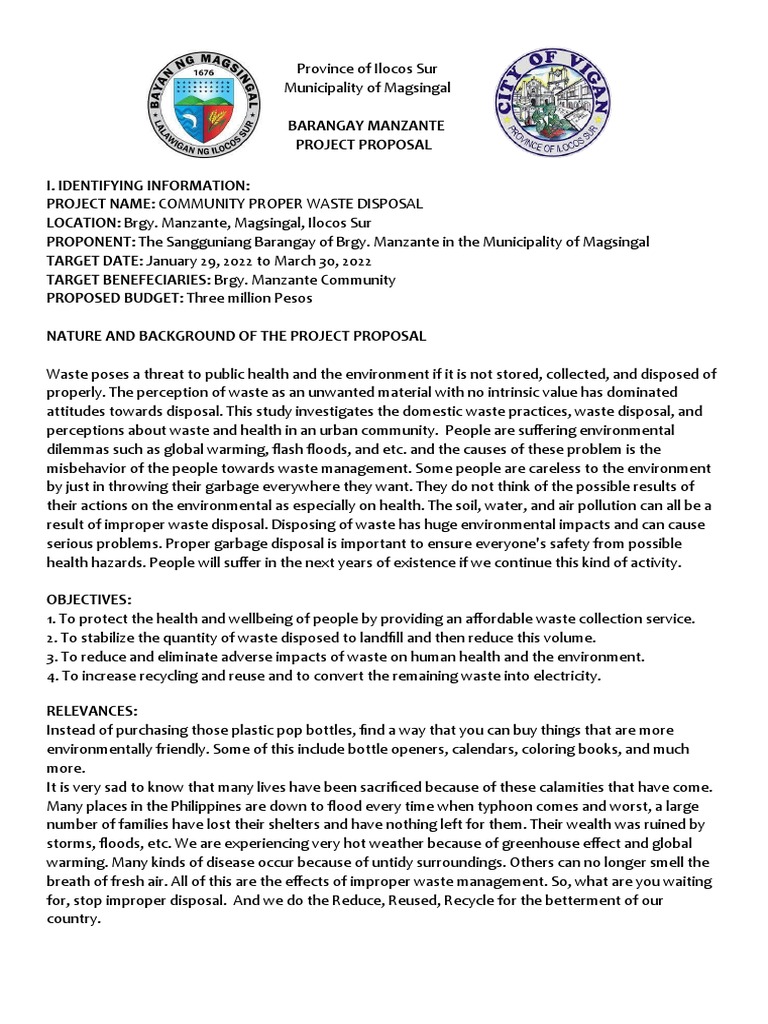 Project Proposal | PDF | Waste | Waste Management