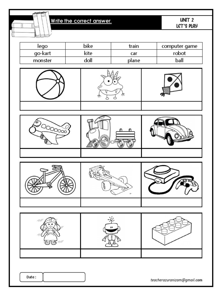 Year 1 English Unit 2: Let's Play Worksheet | PDF | Toys