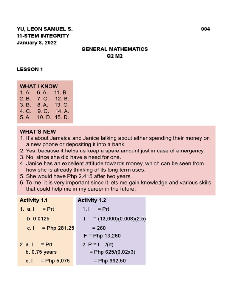 11-Integrity Module 2 Yu Leon | PDF | Interest | Present Value