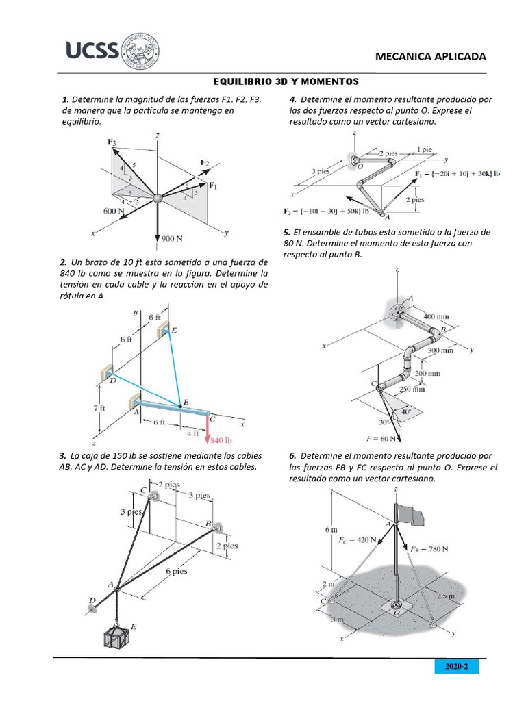 Equilibrio 3D y Momentos | PDF