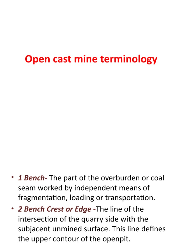 Open Cast Mine Terminology | PDF