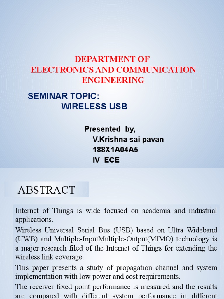 Wireless USB Seminar Overview | PDF | Usb | Wireless