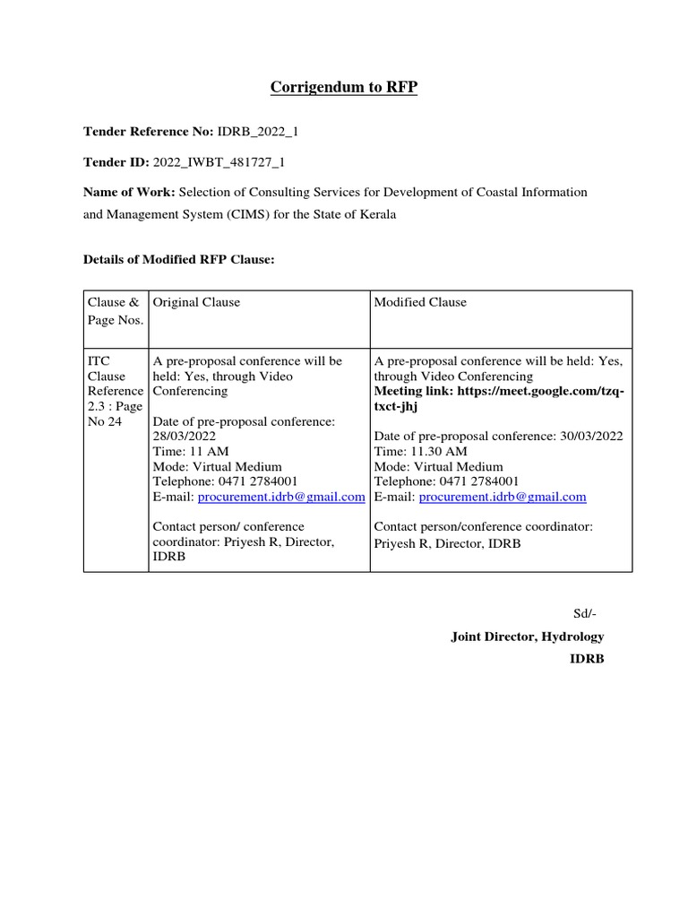 Corrigendum RFP | PDF | Technology & Engineering
