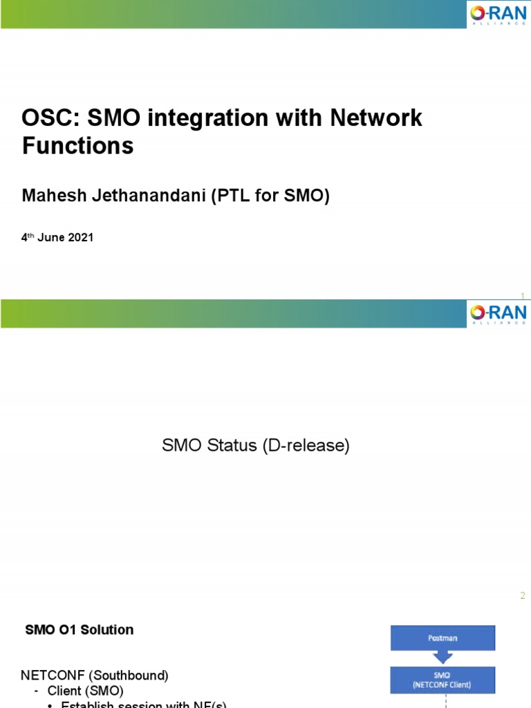 OSC SMO Intergration With Network Functions | PDF | Computer Networking ...