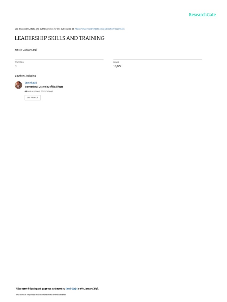 Leadership Skills and Training: January 2017 | PDF | Leadership ...