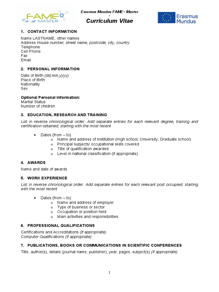 Fame Master CV Template | PDF | Professional Certification