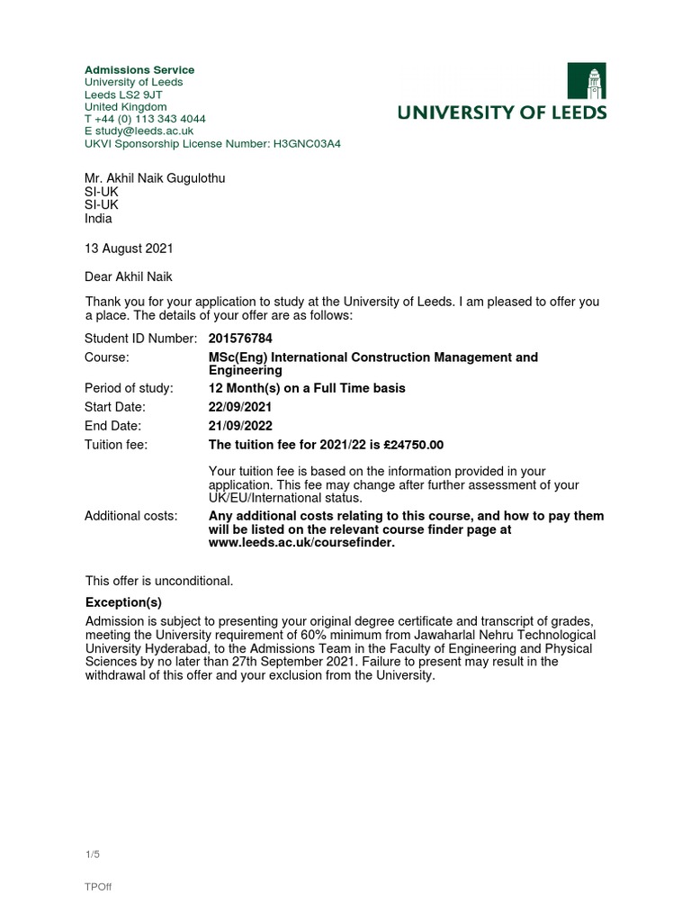 University of Leeds Leeds LS2 9JT United Kingdom T +44 (0) 113 343 4044 ...