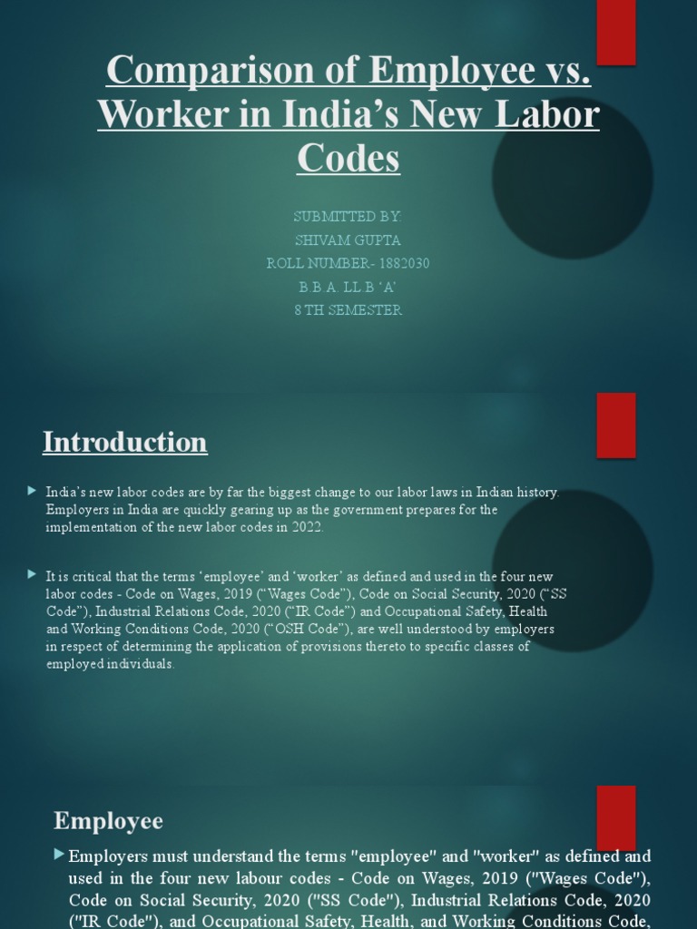 Comparison of Employee vs. Worker in India | PDF | Employment | Labour Law