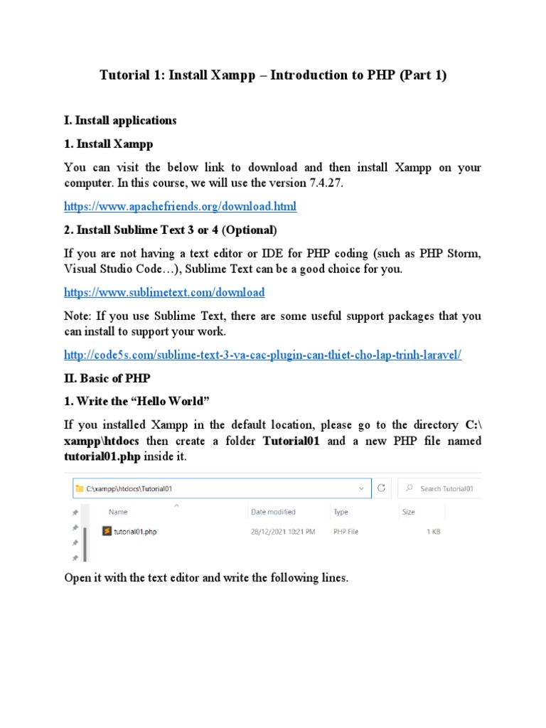 IWS2022 - Tutorial 1 - Install Xampp and Introduction To PHP (Part 1) | PDF | Array Data ...