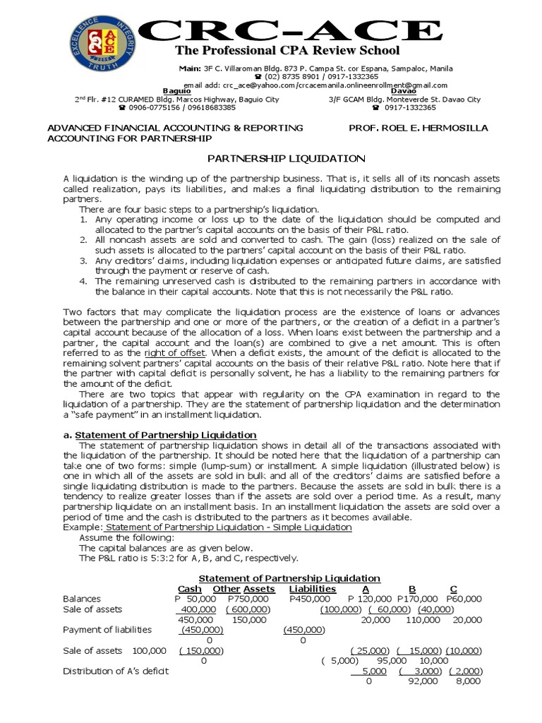 01-28-2022 CRC-ACE - AFAR - Week 02 - Partnership Liquidation | PDF ...