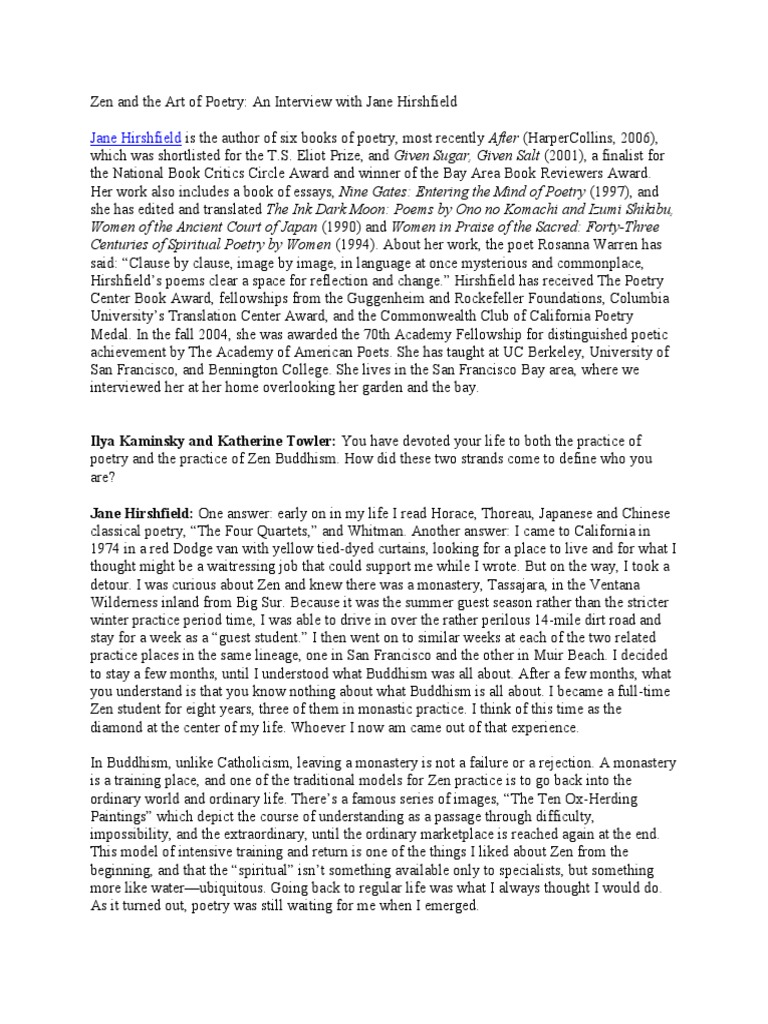 Zen and The Art of Poetry | PDF